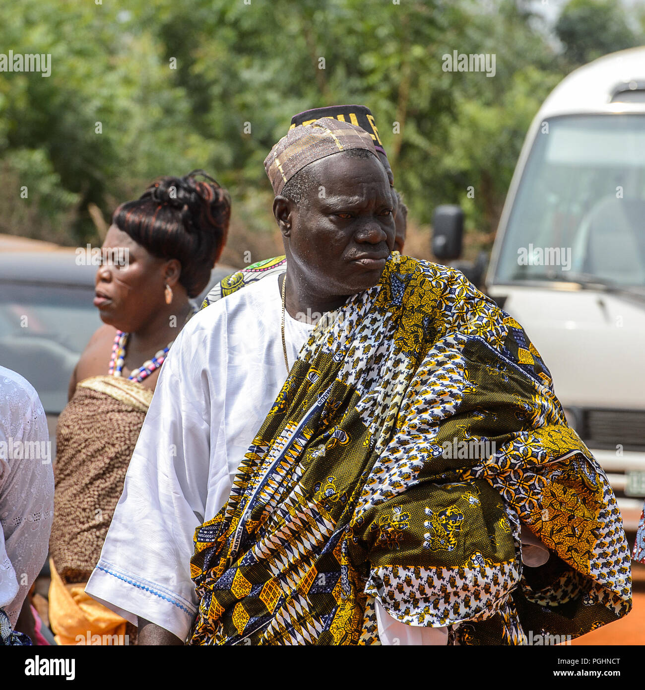 OUIDAH, BENIN - Jan 10, 2017: Unidentified Beninese man in national ...