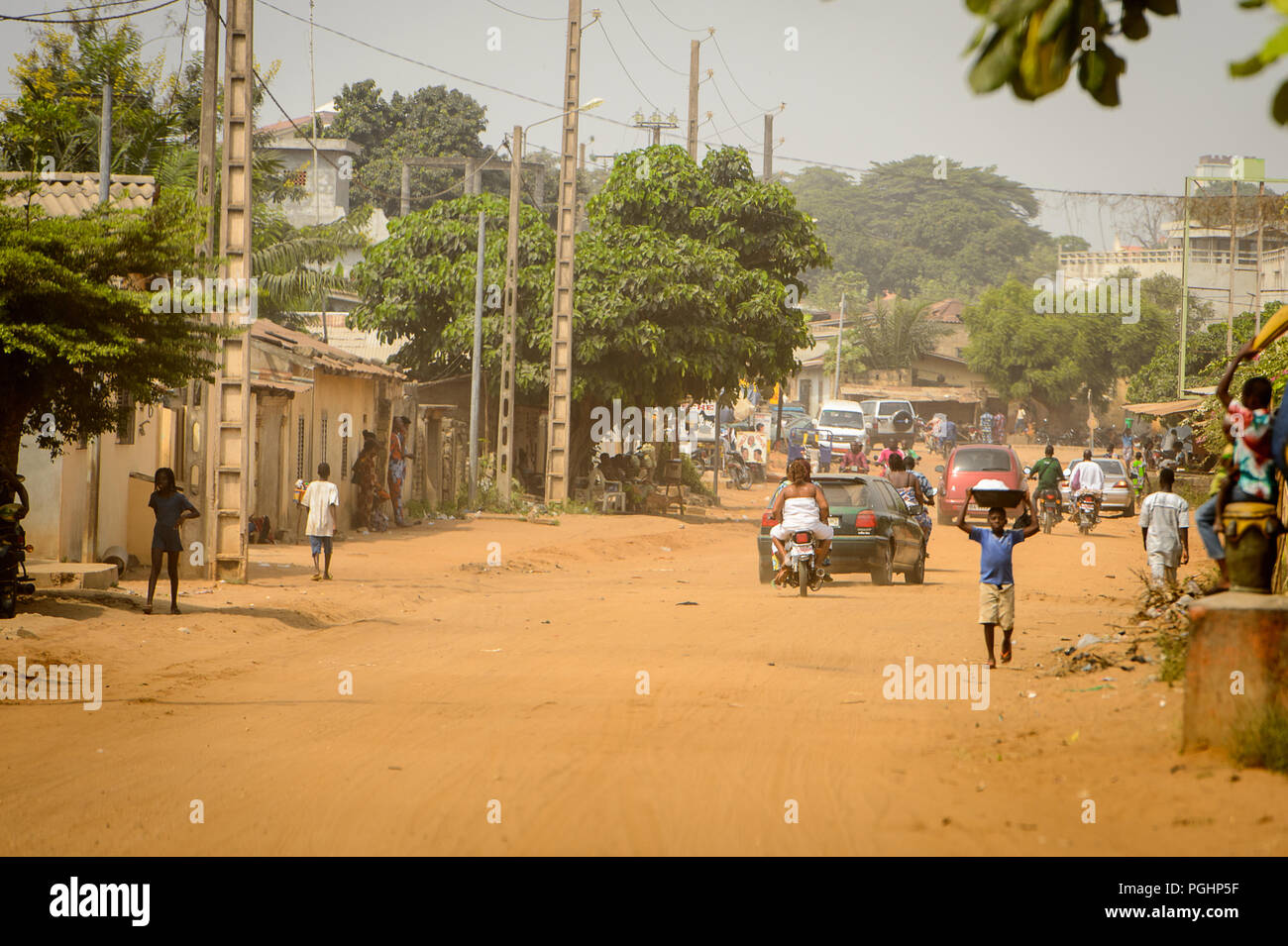 OUIDAH, BENIN - Jan 10, 2017: Unidentified Beninese people on the ...
