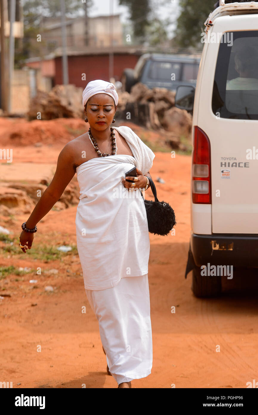 OUIDAH, BENIN - Jan 10, 2017: Unidentified Beninese beautiful woman in ...