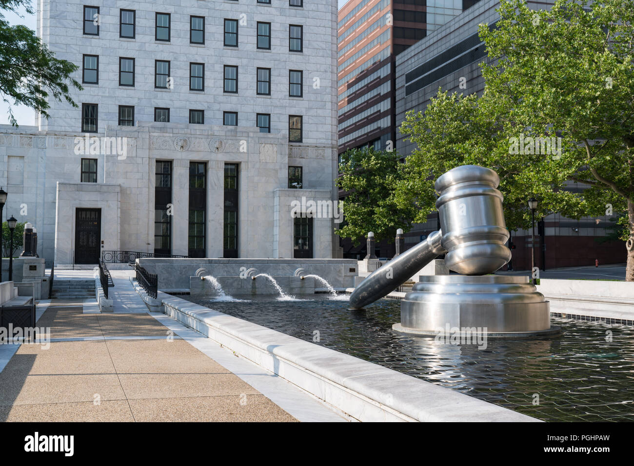 COLUMBUS, OH - JUNE 17, 2018: Stainless steel gavel sculpture created ...