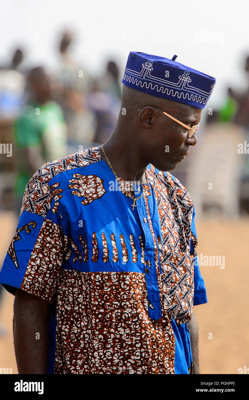 OUIDAH, BENIN - Jan 10, 2017: Unidentified Beninese man in national ...