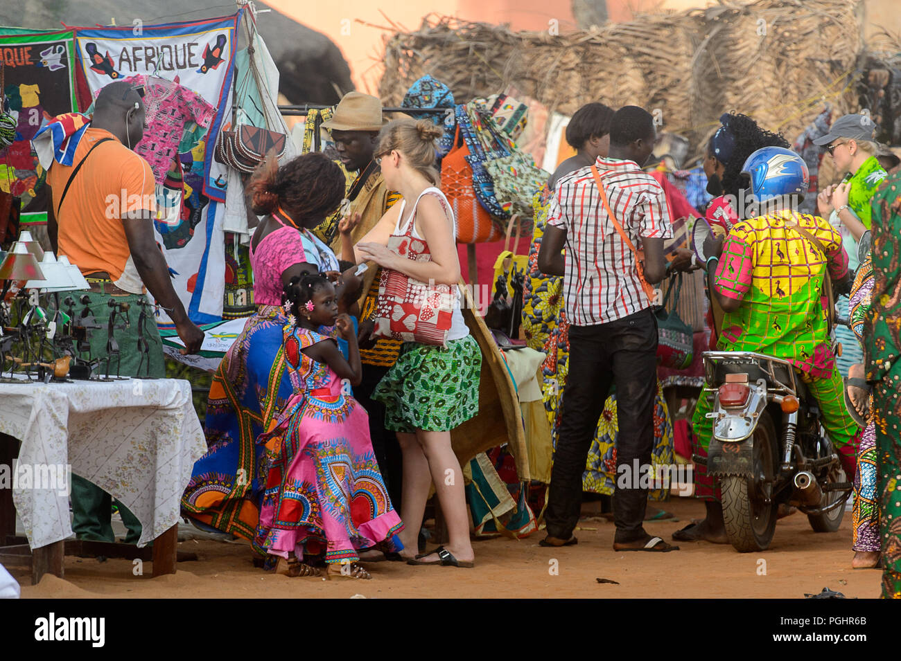 OUIDAH, BENIN - Jan 10, 2017: Unidentified Beninese group of people ...