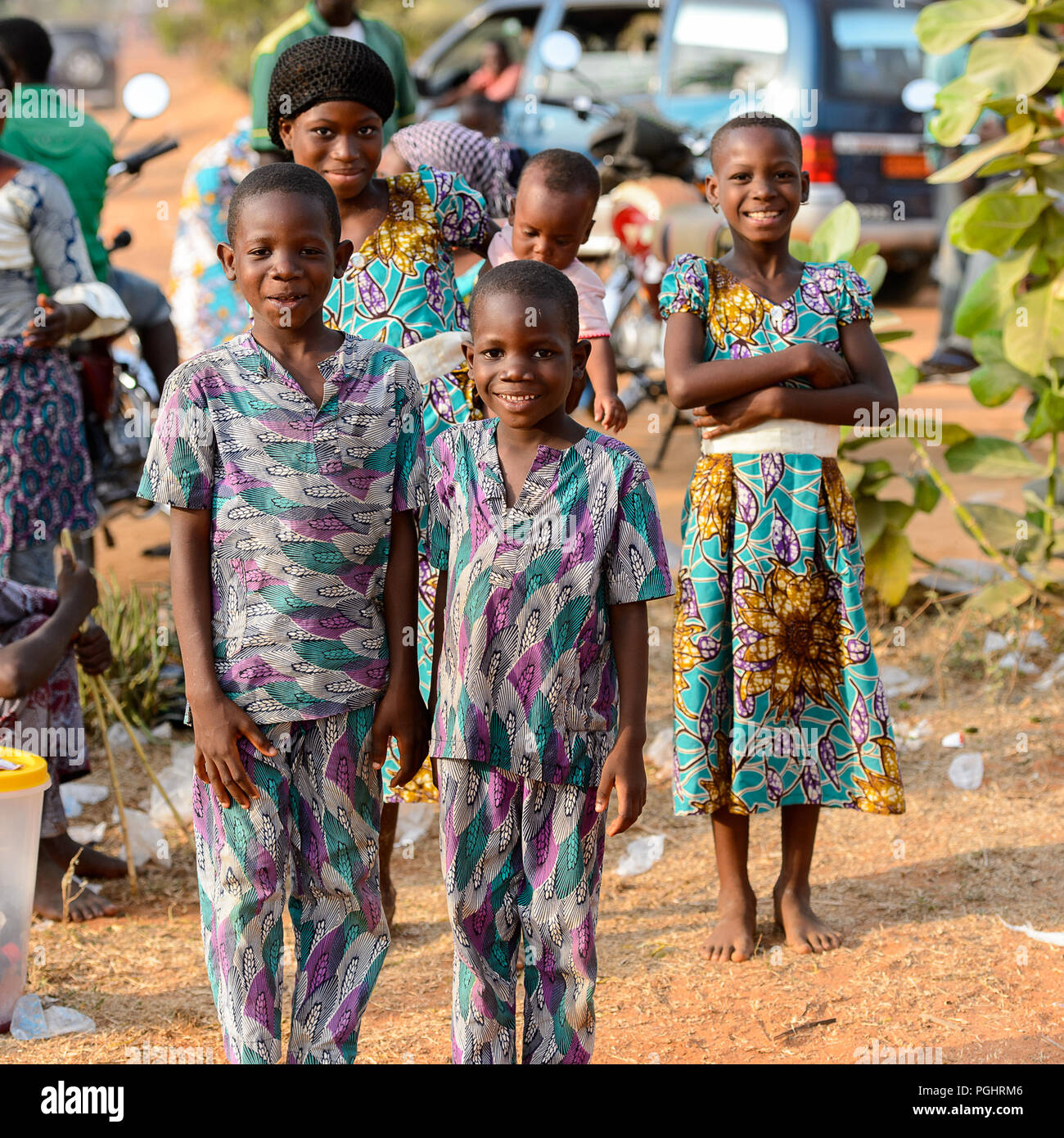 OUIDAH, BENIN - Jan 10, 2017: Unidentified Beninese happy family in ...
