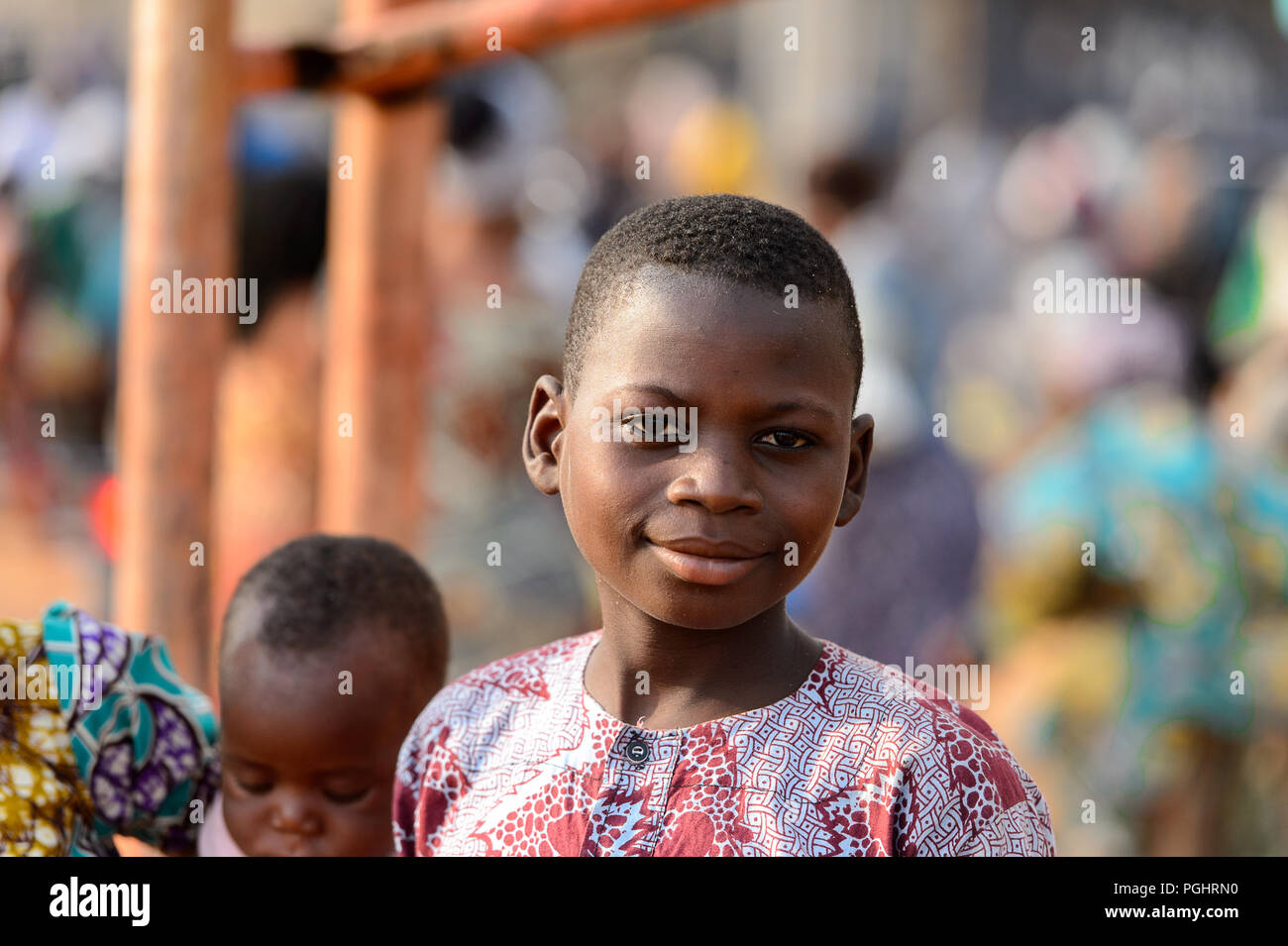 OUIDAH, BENIN - Jan 10, 2017: Unidentified Beninese litttle boy in ...