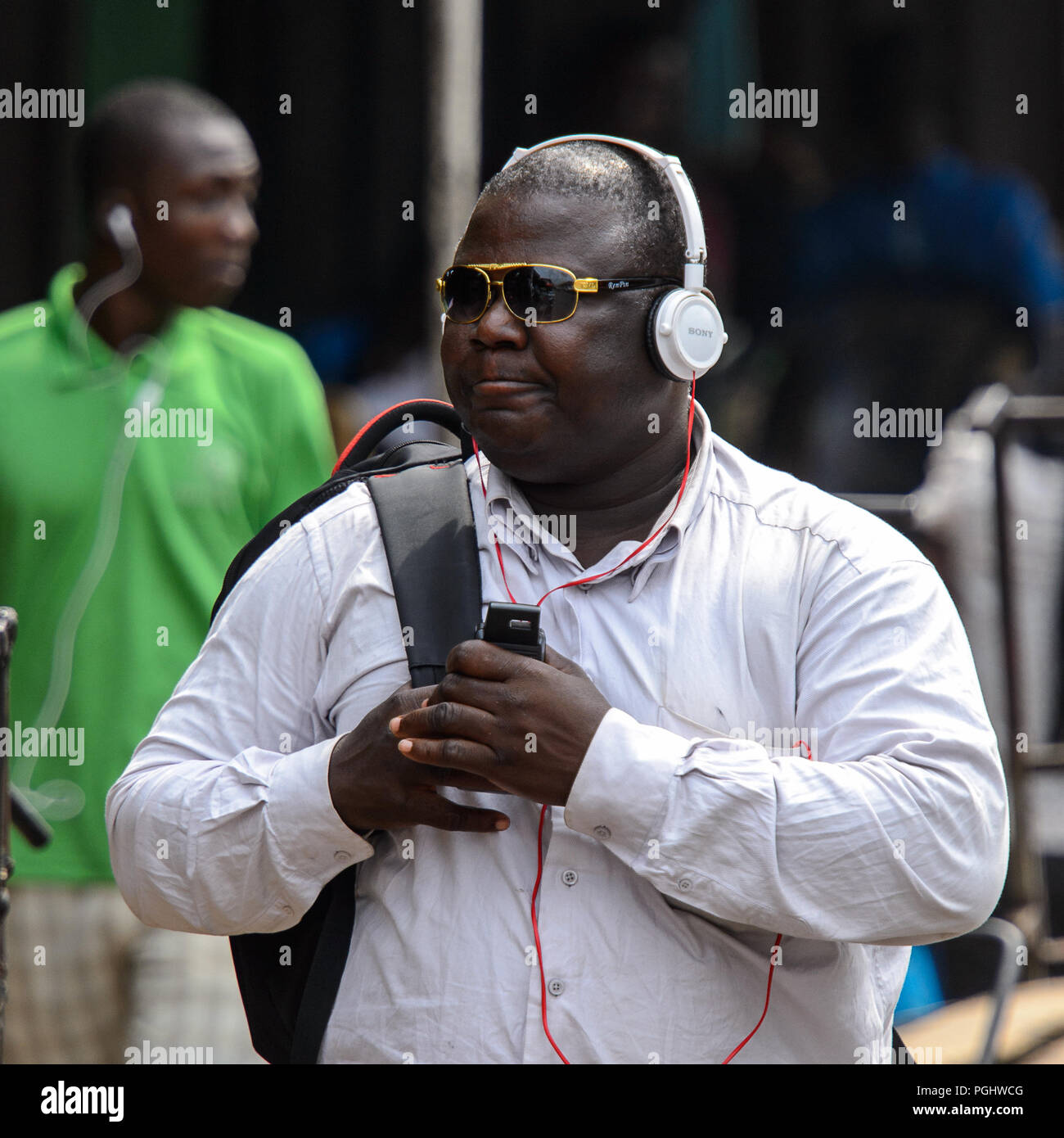 KUMASI, GHANA - Jan 16, 2017: Unidentified Ghanaian man in white shirt ...
