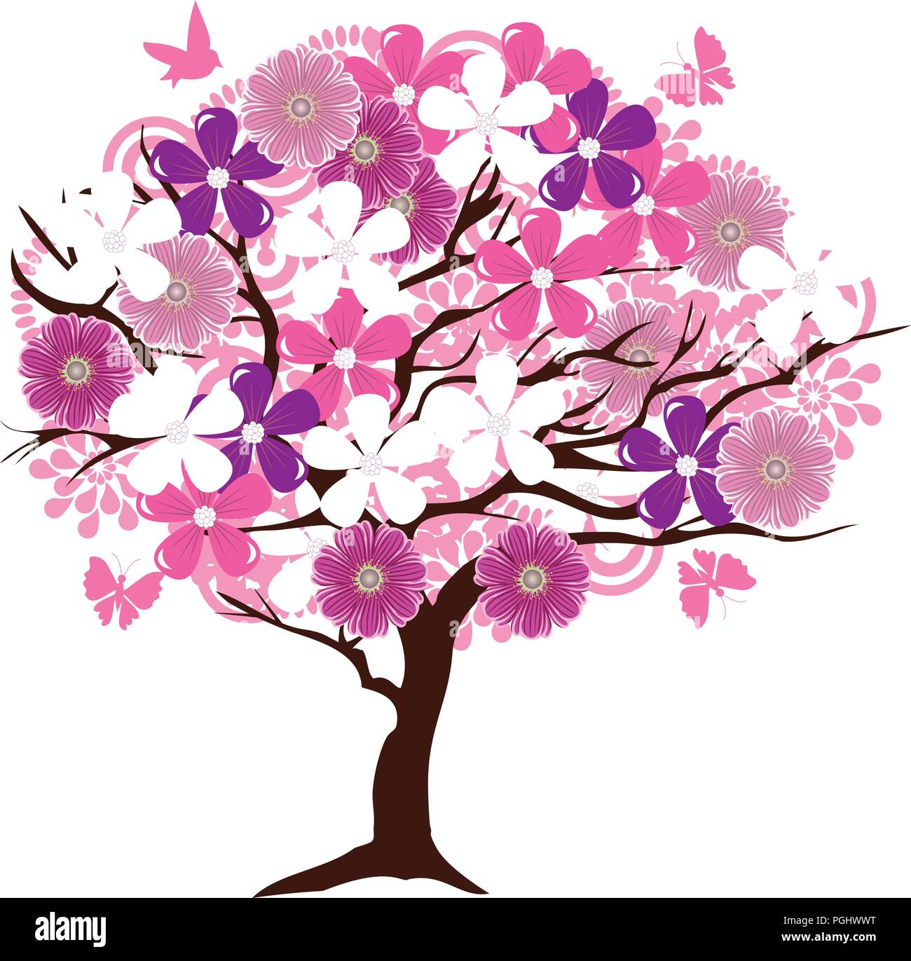 vector illustration of an abstract floral tree Stock Vector Image & Art ...