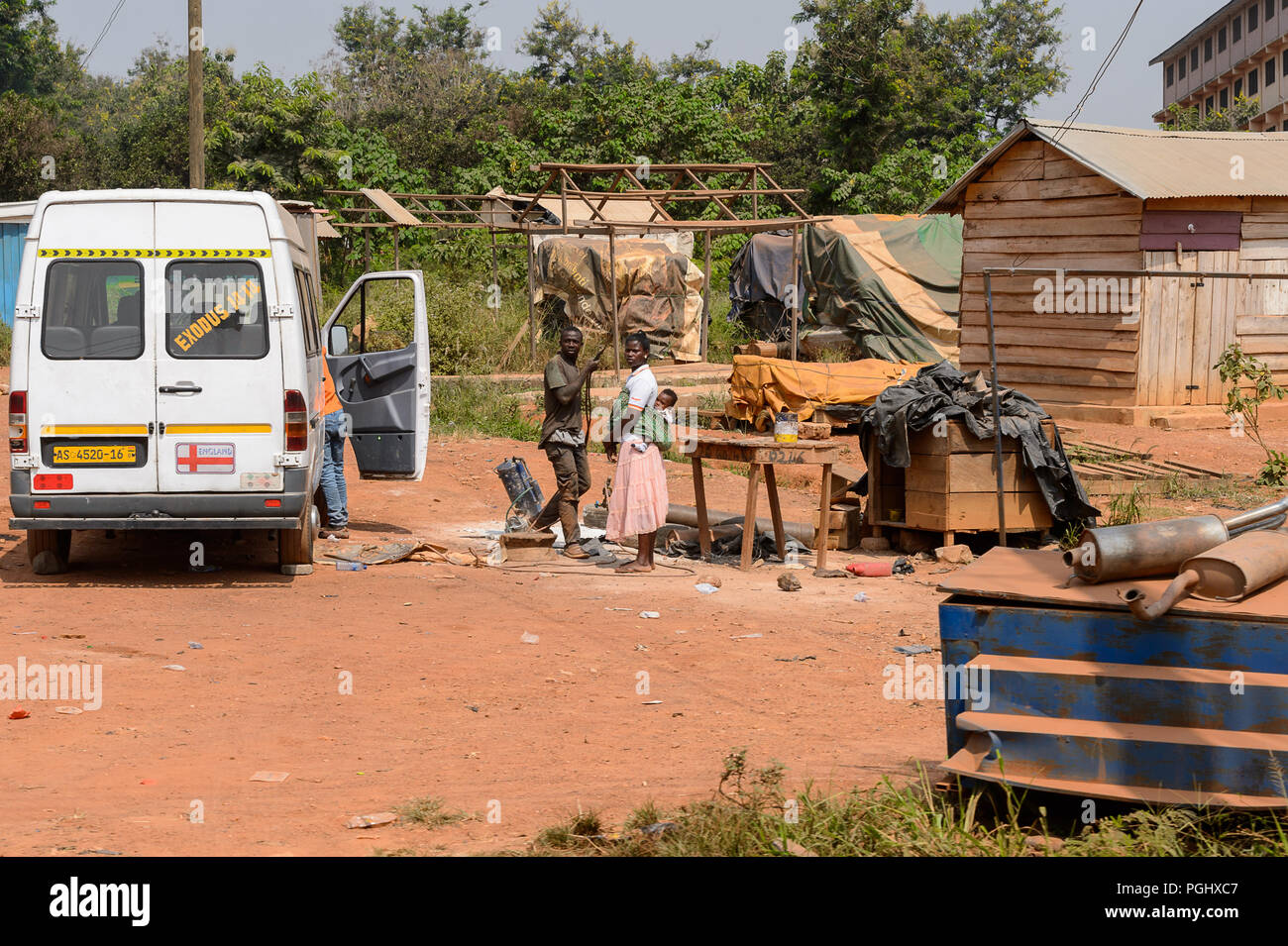 CENTRAL REGION, GHANA - Jan 17, 2017: Unidentified Ghanaian people ...
