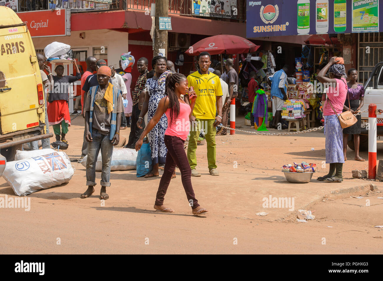 CENTRAL REGION, GHANA - Jan 17, 2017: Unidentified Ghanaian people on ...