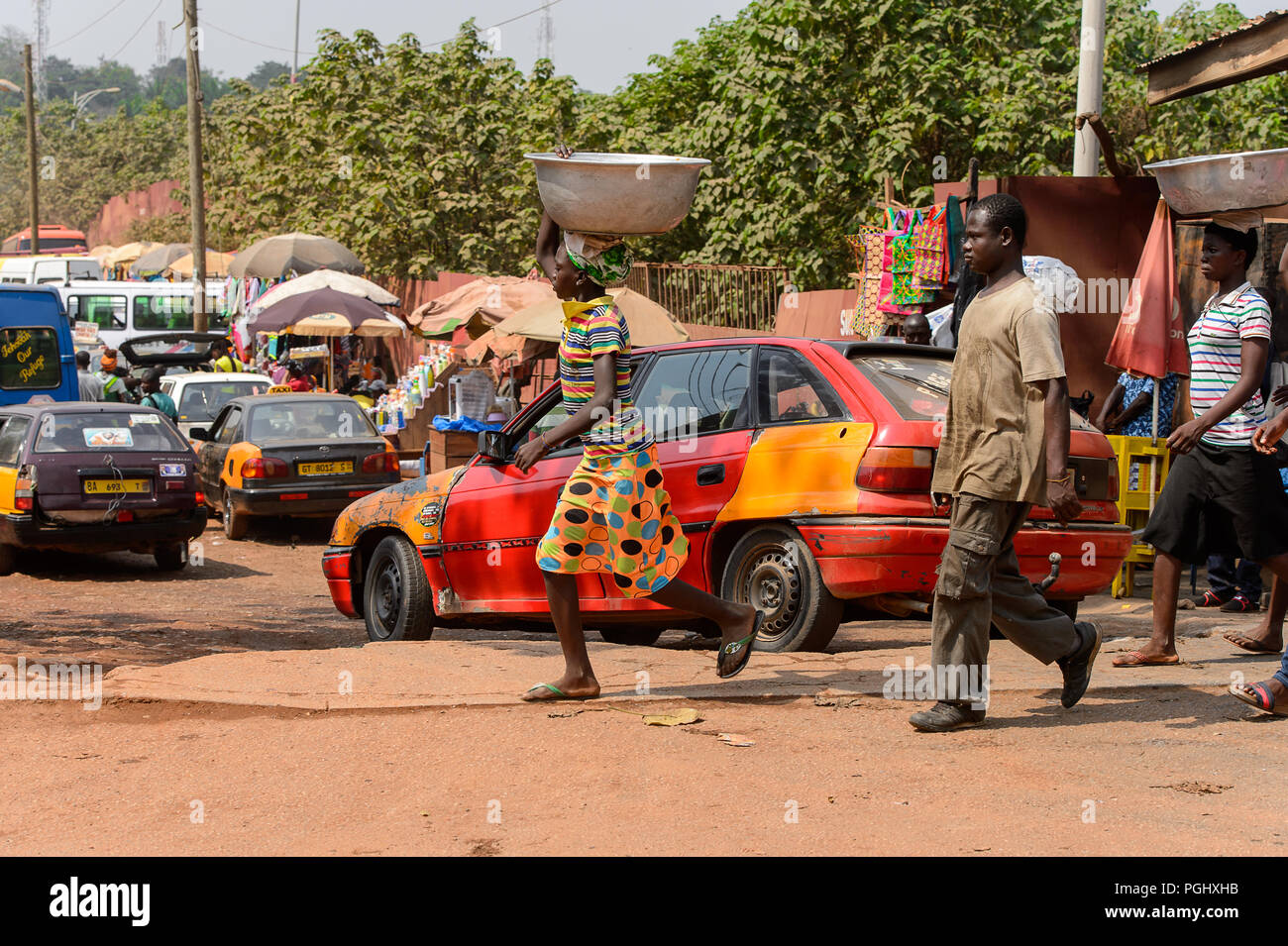CENTRAL REGION, GHANA - Jan 17, 2017: Unidentified Ghanaian people walk ...