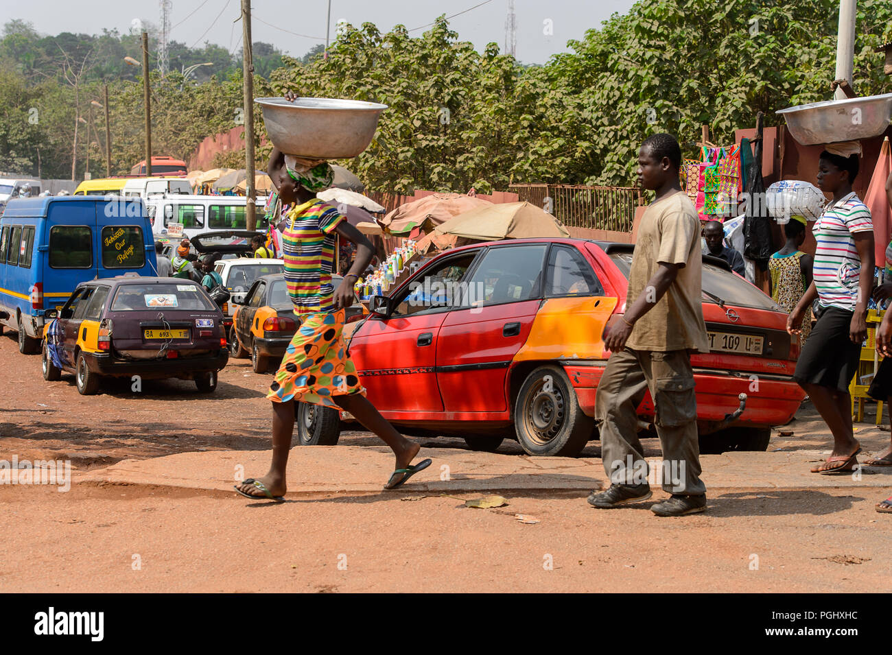 CENTRAL REGION, GHANA - Jan 17, 2017: Unidentified Ghanaian people walk ...