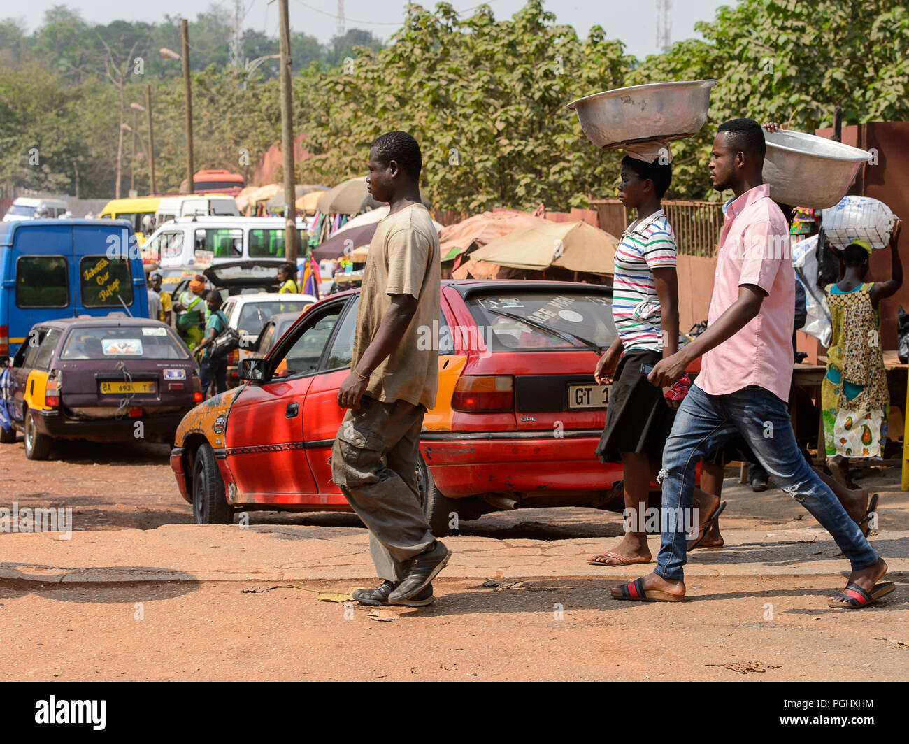 CENTRAL REGION, GHANA - Jan 17, 2017: Unidentified Ghanaian people walk ...