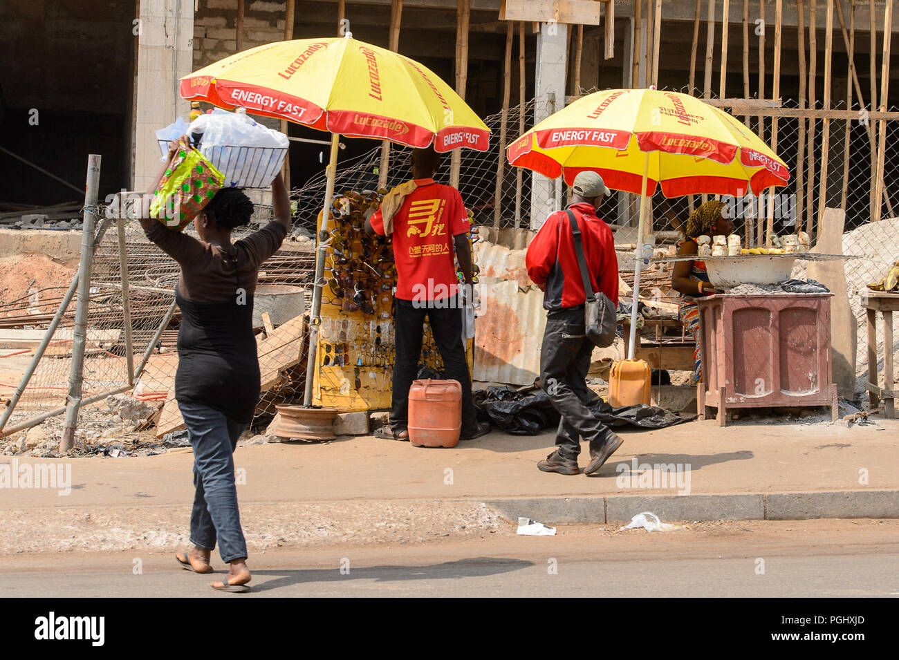 CENTRAL REGION, GHANA - Jan 17, 2017: Unidentified Ghanaian people walk ...