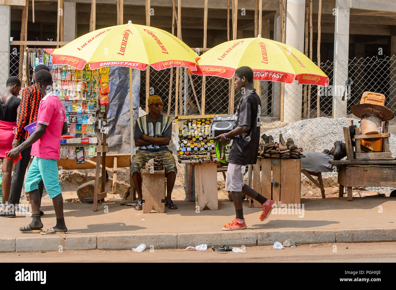 CENTRAL REGION, GHANA - Jan 17, 2017: Unidentified Ghanaian people walk ...