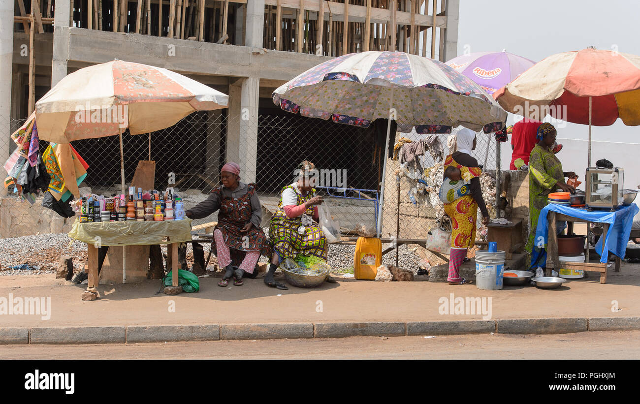 CENTRAL REGION, GHANA - Jan 17, 2017: Unidentified Ghanaian people sell ...