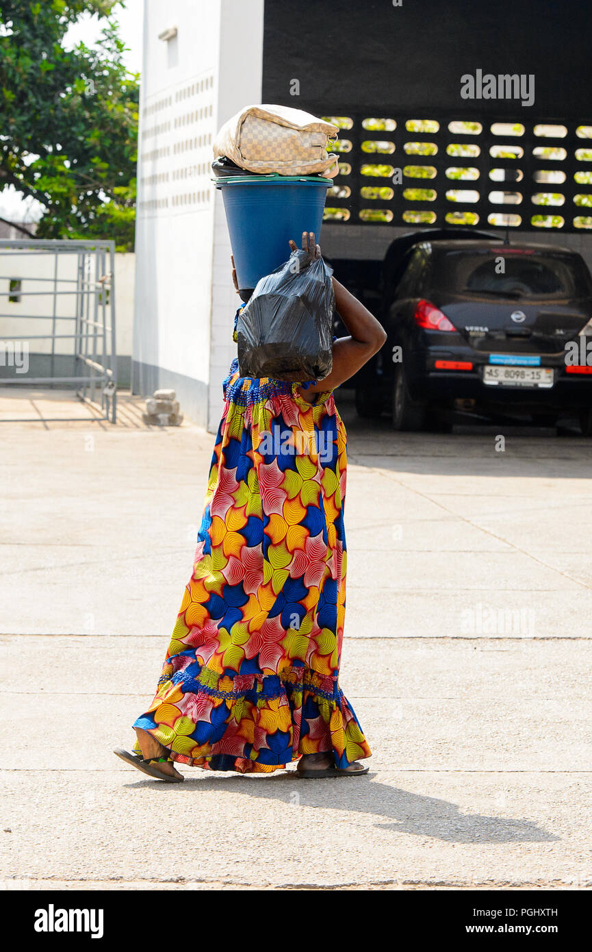 CENTRAL REGION, GHANA - Jan 17, 2017: Unidentified Ghanaian woman ...