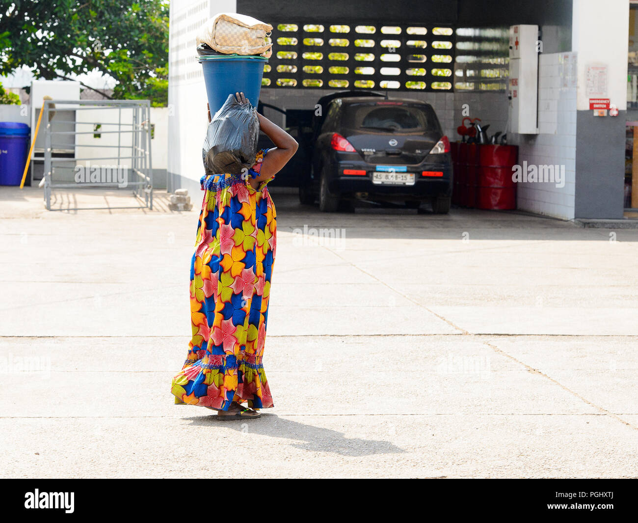 CENTRAL REGION, GHANA - Jan 17, 2017: Unidentified Ghanaian woman ...