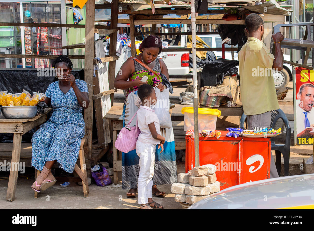 CENTRAL REGION, GHANA - Jan 17, 2017: Unidentified Ghanaian people work ...