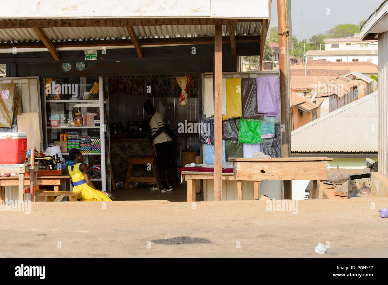 CENTRAL REGION, GHANA - Jan 17, 2017: Unidentified Ghanaian woman works ...