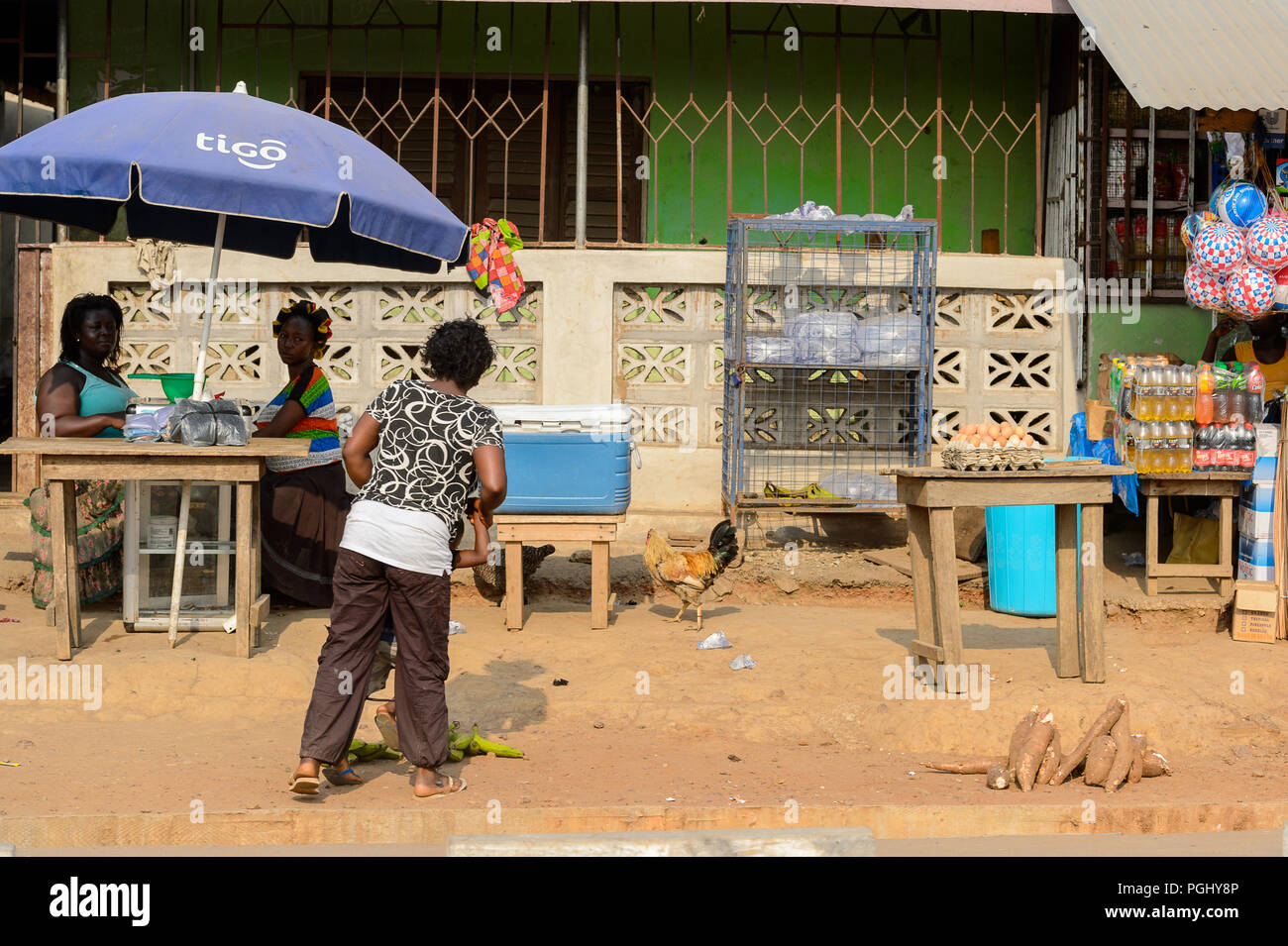 CENTRAL REGION, GHANA - Jan 17, 2017: Unidentified Ghanaian women sit ...