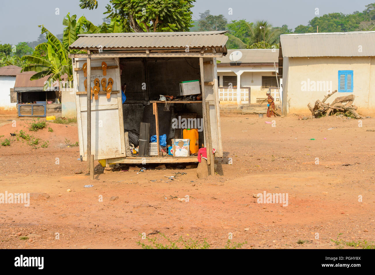 CENTRAL REGION, GHANA - Jan 17, 2017: Unidentified Ghanaian woman walks ...