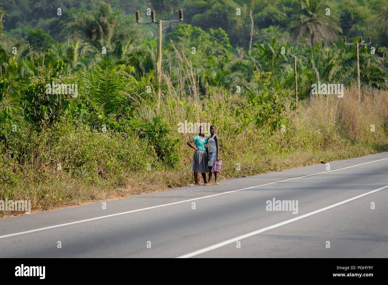 CENTRAL REGION, GHANA - Jan 17, 2017: Unidentified Ghanaian people walk ...