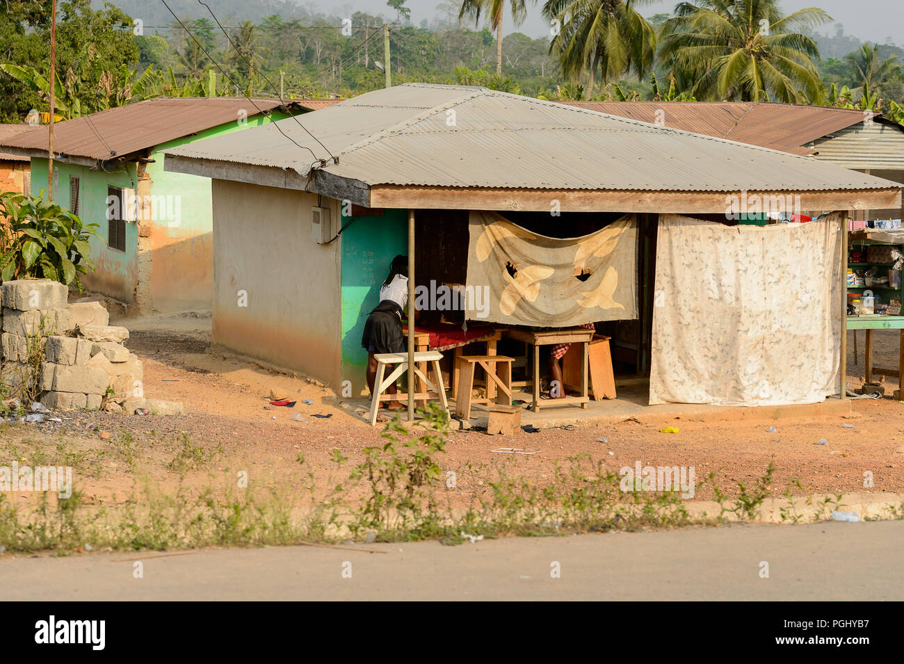 CENTRAL REGION, GHANA - Jan 17, 2017: Unidentified Ghanaian woman ...