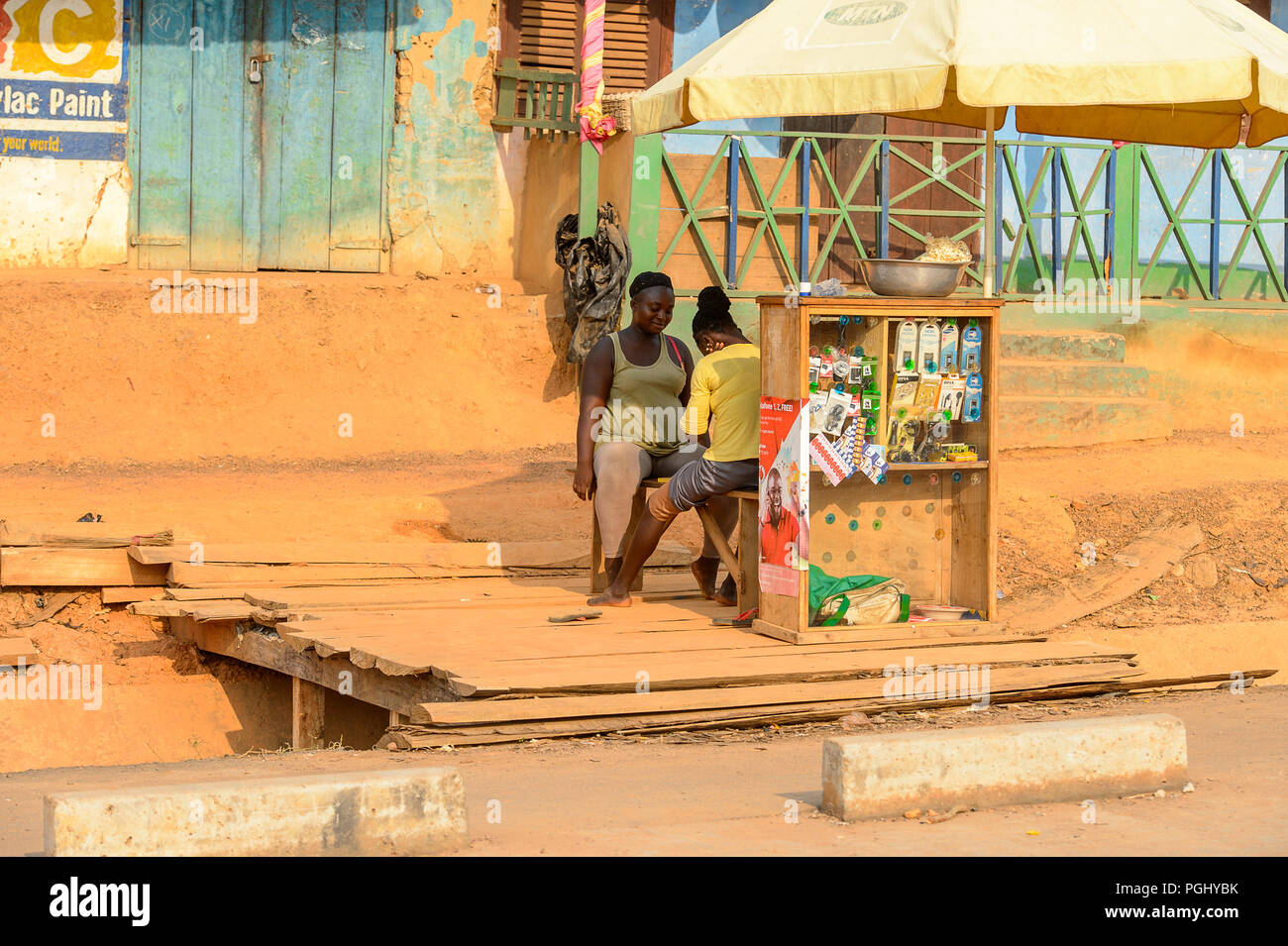 CENTRAL REGION, GHANA - Jan 17, 2017: Unidentified Ghanaian women sit ...