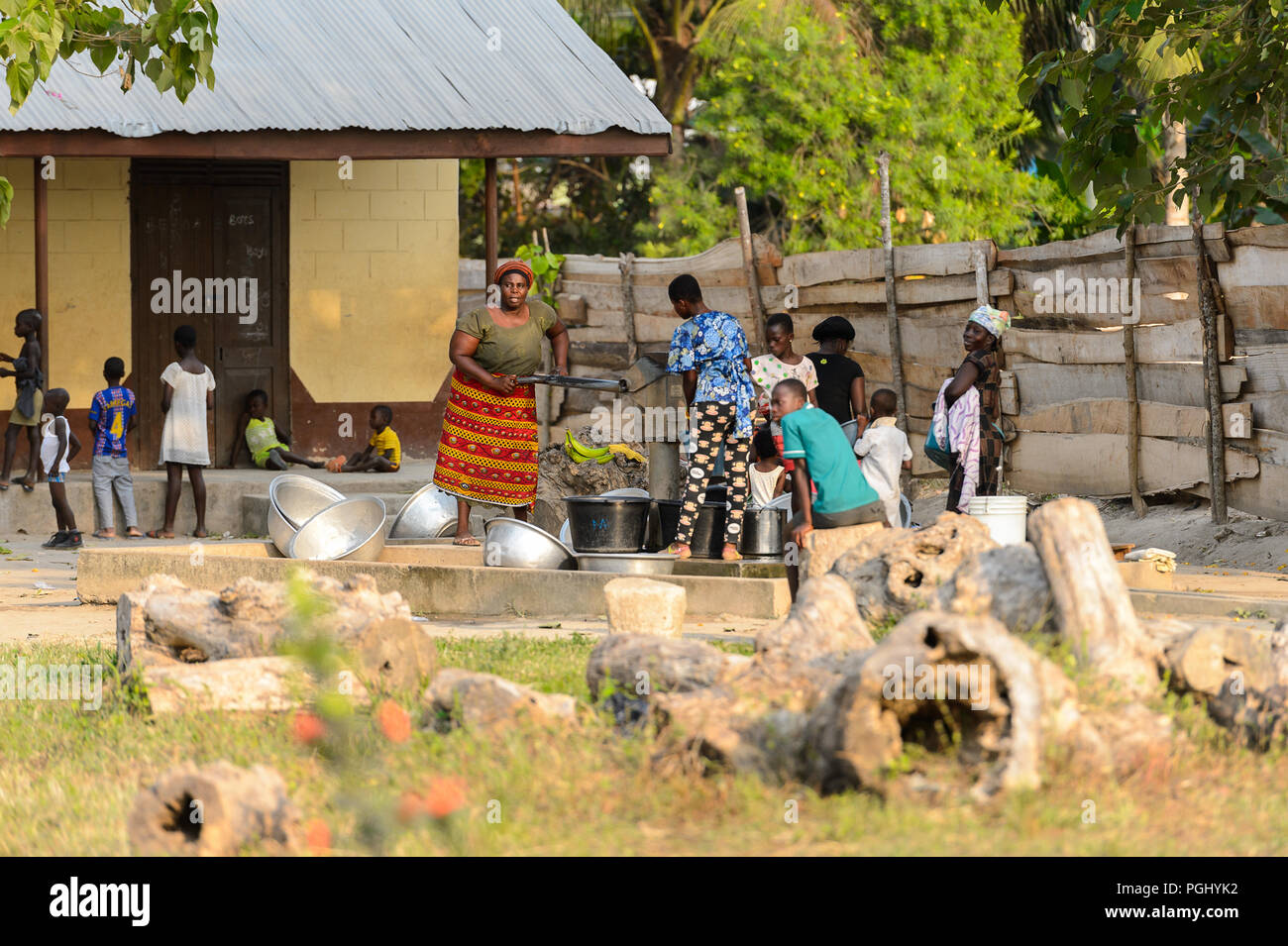 CENTRAL REGION, GHANA - Jan 17, 2017: Unidentified Ghanaian women pour ...