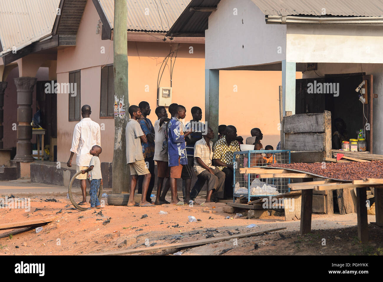 CENTRAL REGION, GHANA - Jan 17, 2017: Unidentified Ghanaian people ...