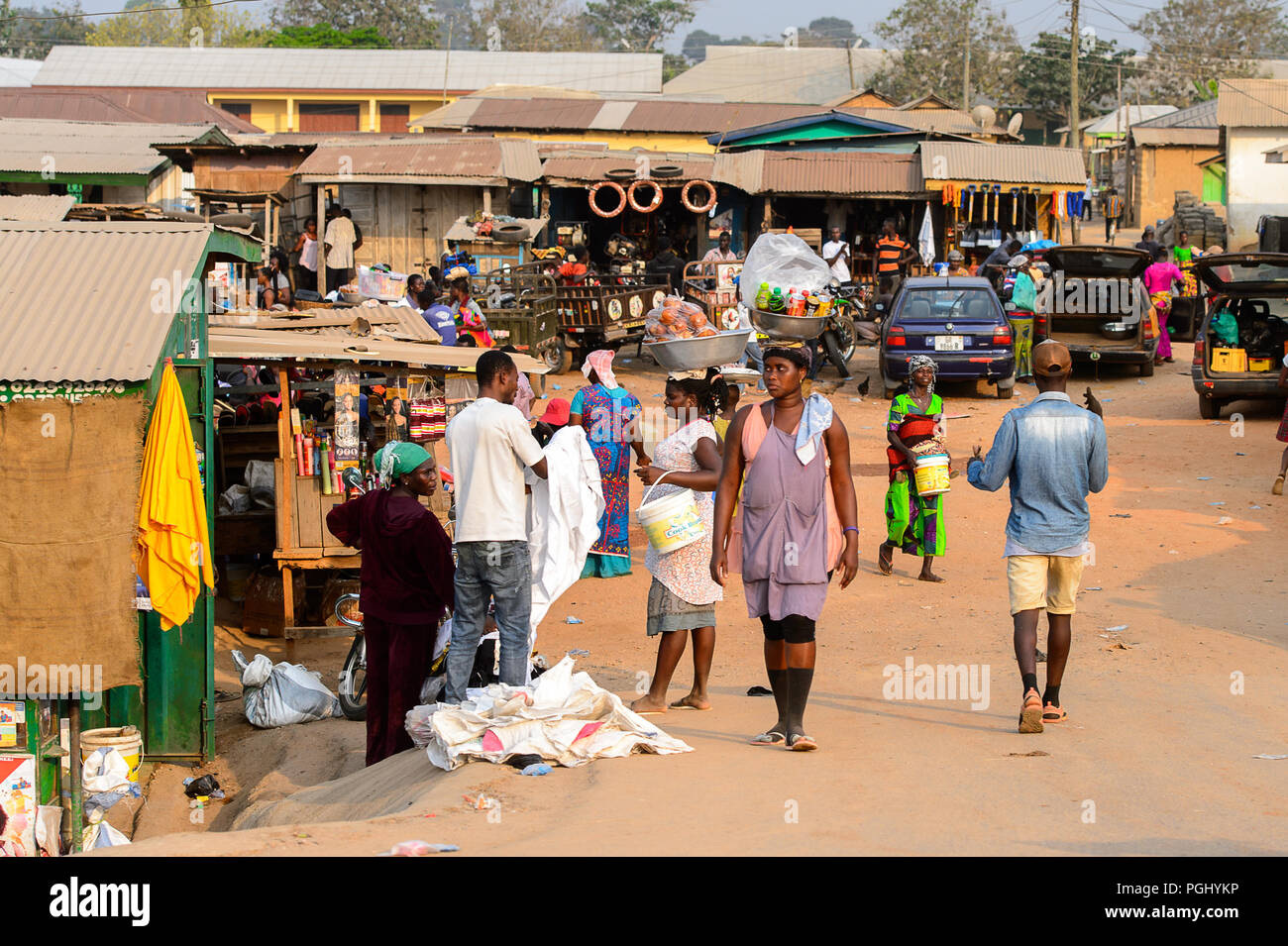 CENTRAL REGION, GHANA - Jan 17, 2017: Unidentified Ghanaian people walk ...