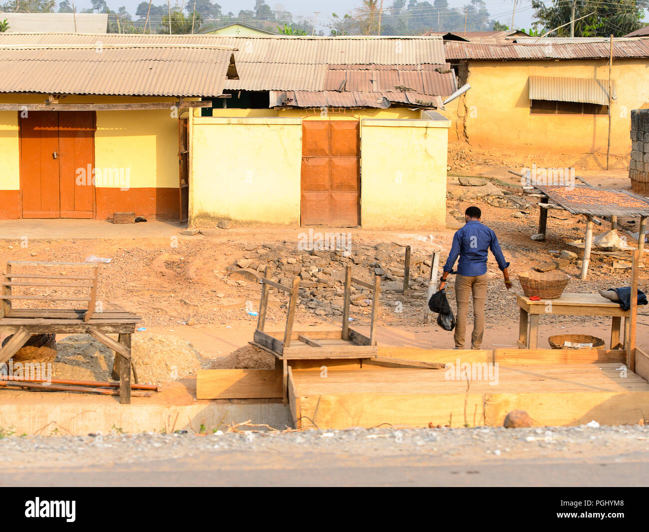 CENTRAL REGION, GHANA - Jan 17, 2017: Unidentified Ghanaian man with ...