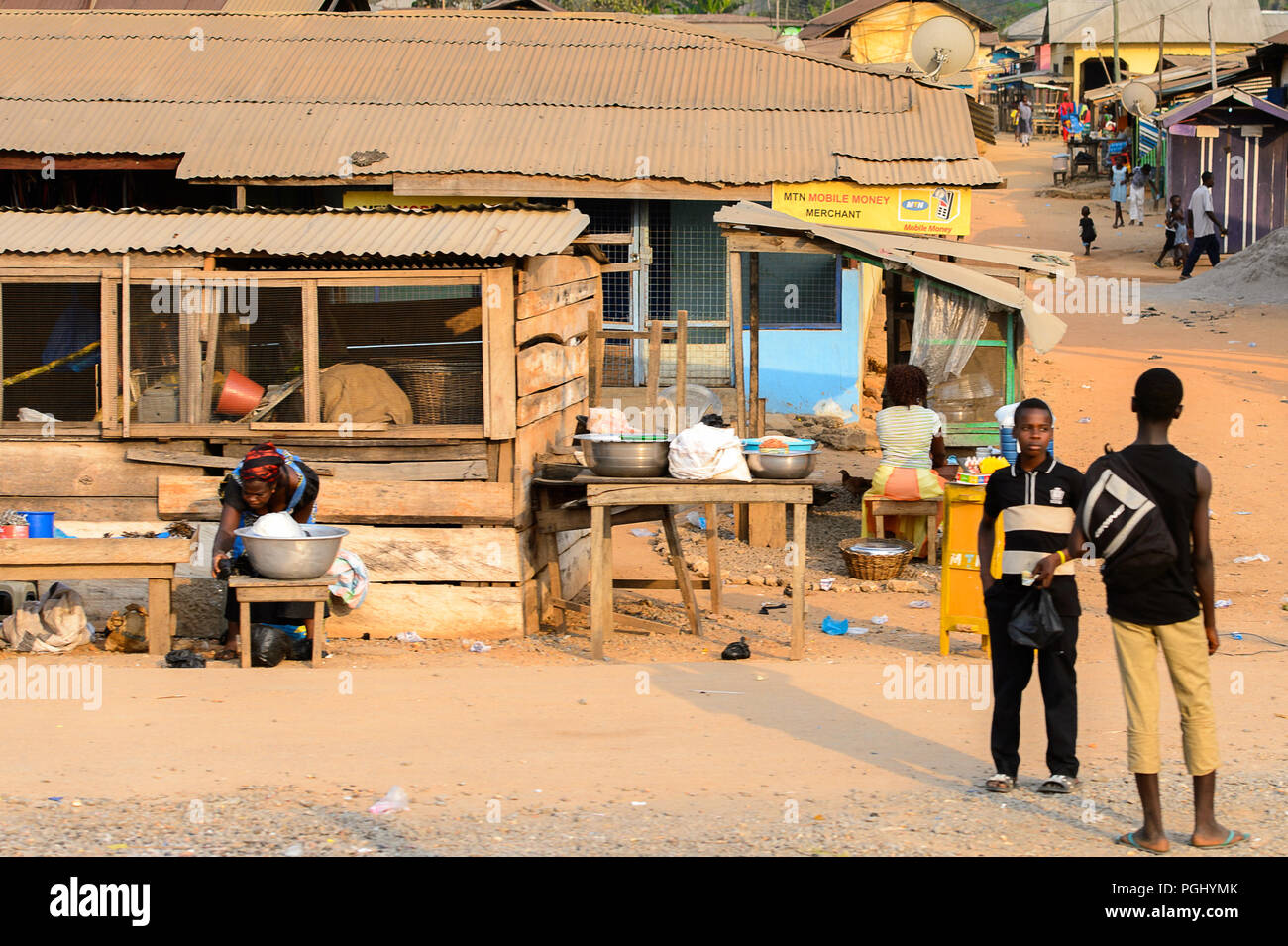 CENTRAL REGION, GHANA - Jan 17, 2017: Unidentified Ghanaian people sell ...