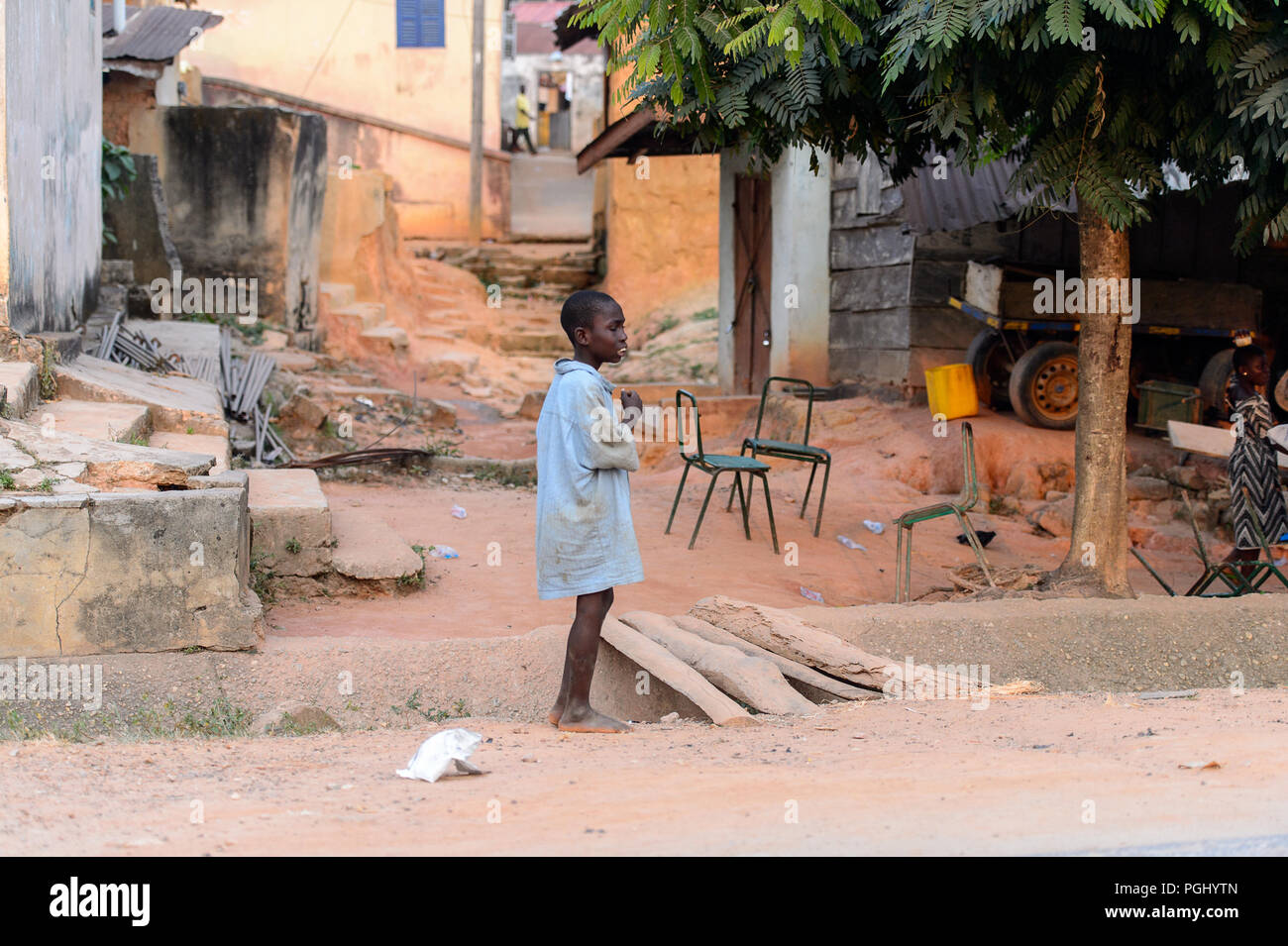 CENTRAL REGION, GHANA - Jan 17, 2017: Unidentified Ghanaian boy in ...