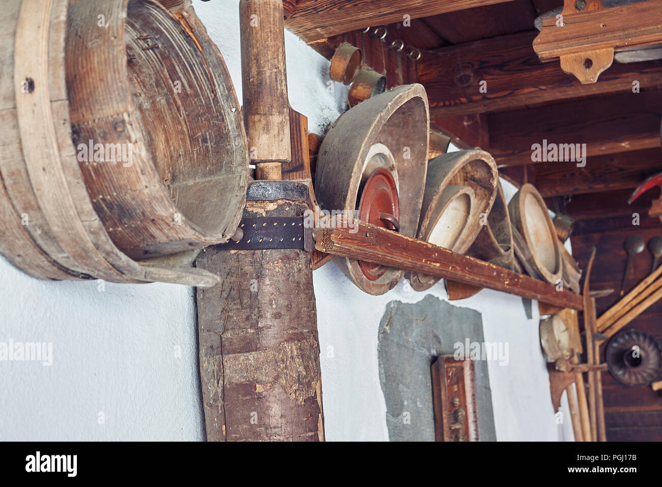 old kitchen tools in a wall Stock Photo - Alamy