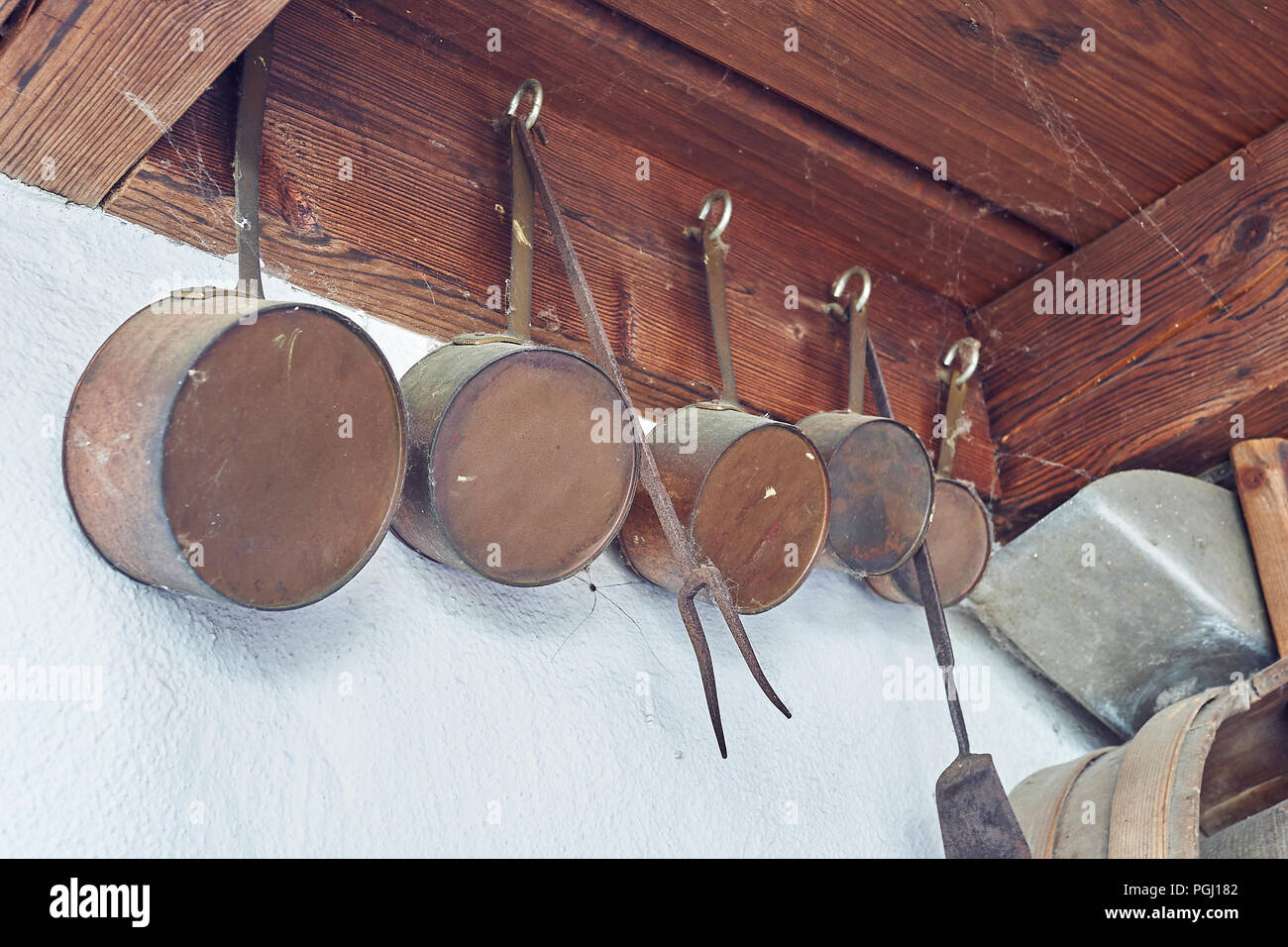 old kitchen tools in a wall Stock Photo - Alamy