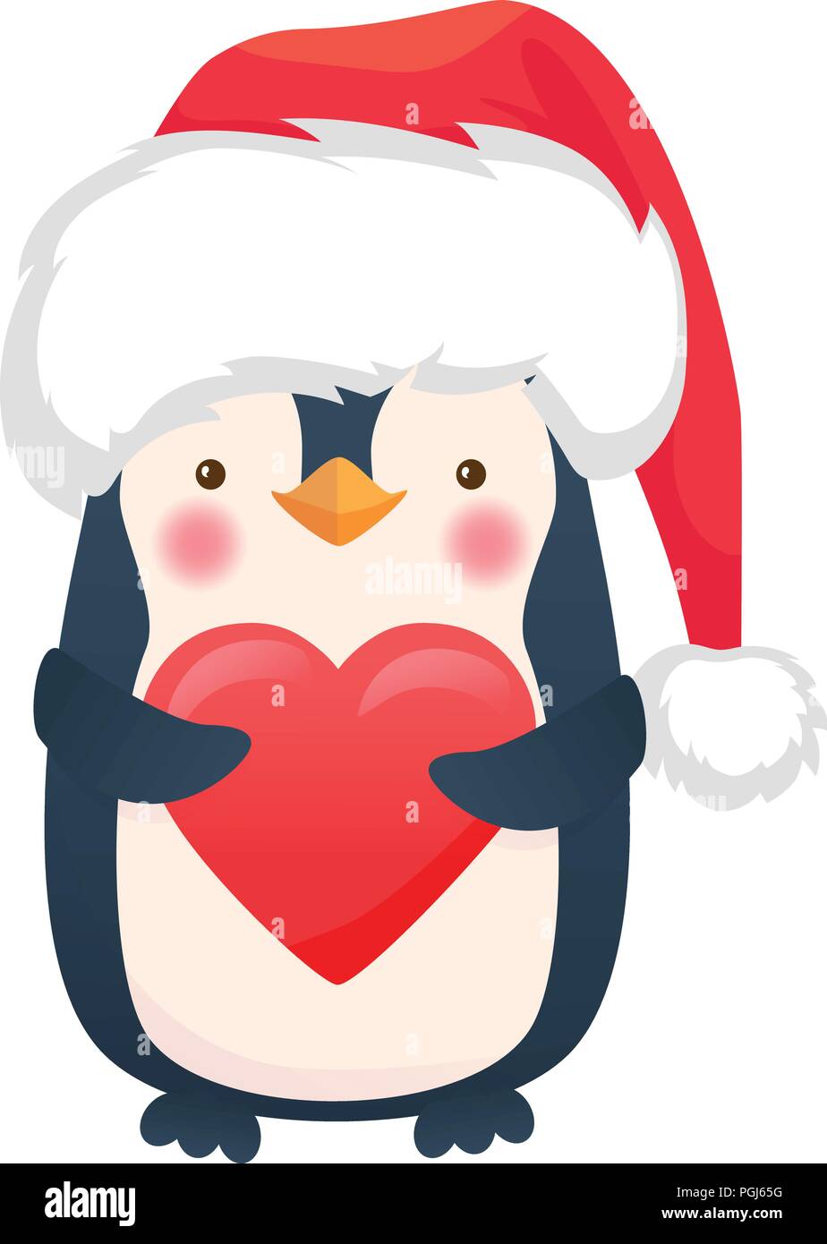 Penguin with heart. Penguin cartoon vector illustration Stock Vector ...