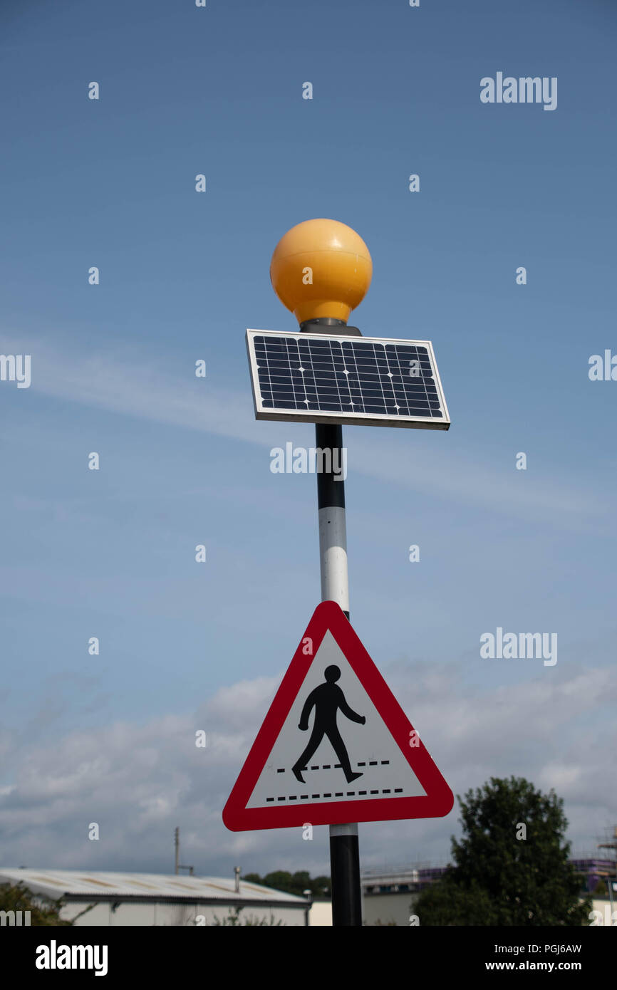 A solar powered crossing beacon for road safety Stock Photo - Alamy