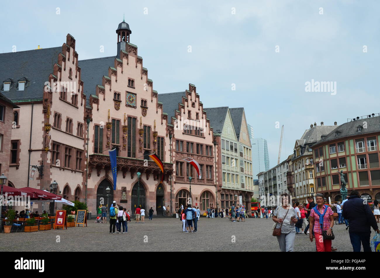 Historical Romer Square in the city of Frankfurt Main, Germany Stock ...