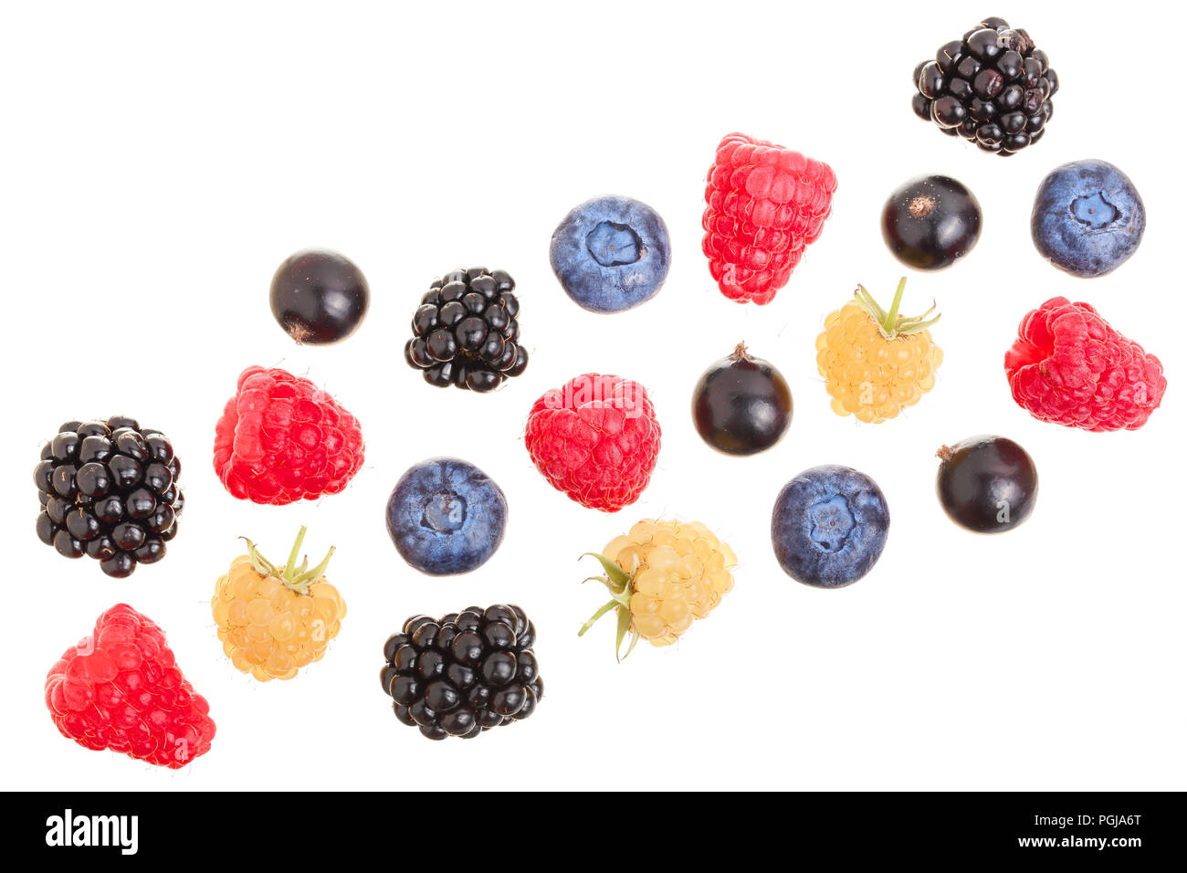 blackberry blueberry raspberry black currant isolated on white ...