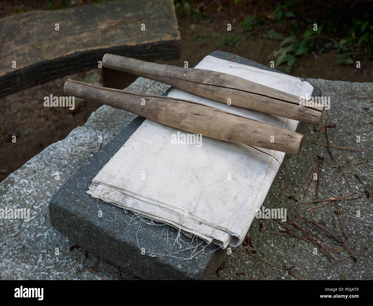 Fulling cloth - traditional equipment in Korea Stock Photo - Alamy