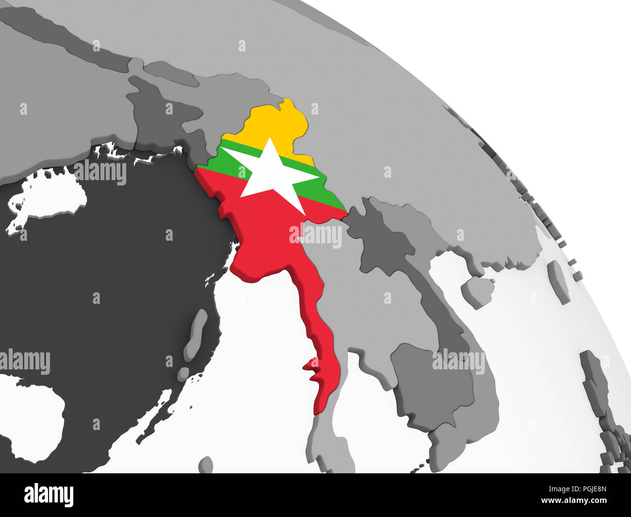 Map myanmar embedded flag on hi-res stock photography and images - Alamy