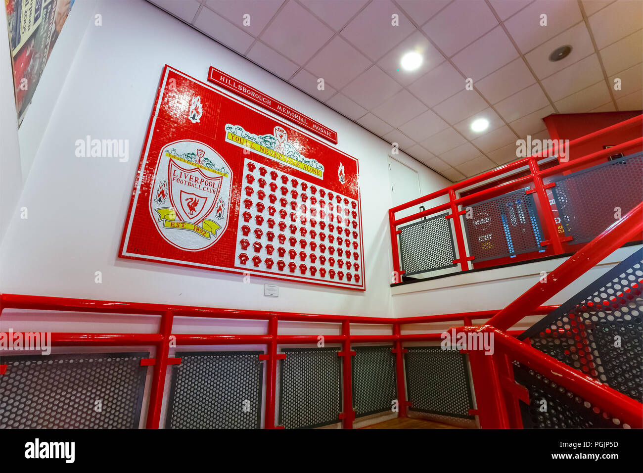 LIVERPOOL, UNITED KINGDOM - MAY 17 2018: Hills Borough memorial Mosiac ...