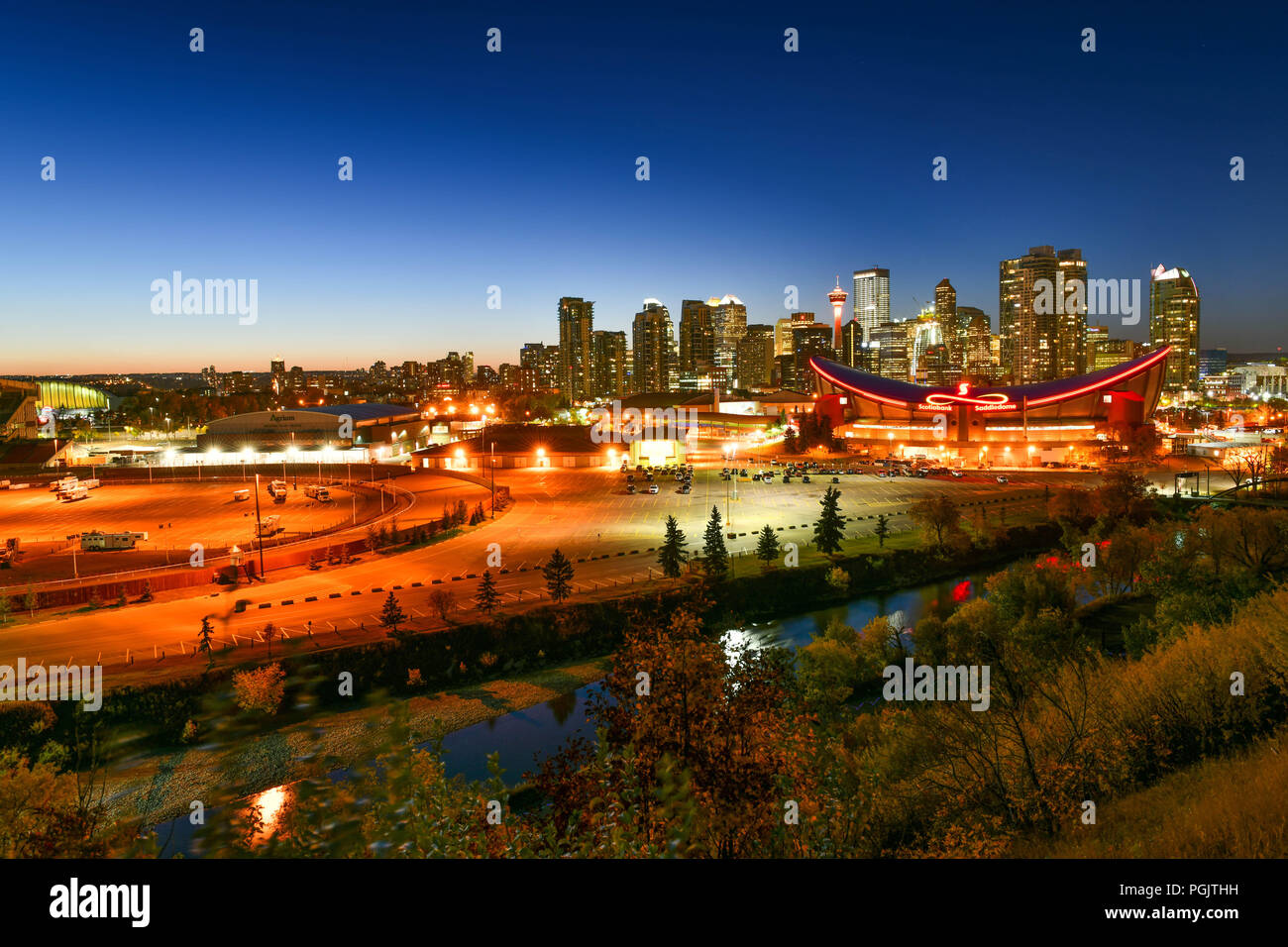 Calgary city skyline at twilight time, Alberta,Canada Stock Photo - Alamy