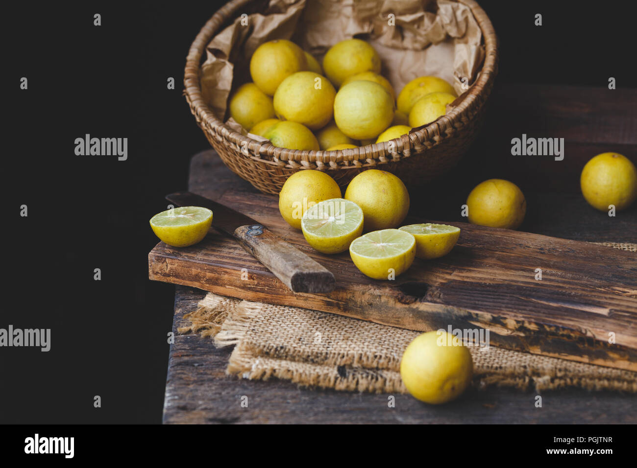 Fresh yellow lemons-Yellow limes Stock Photo - Alamy