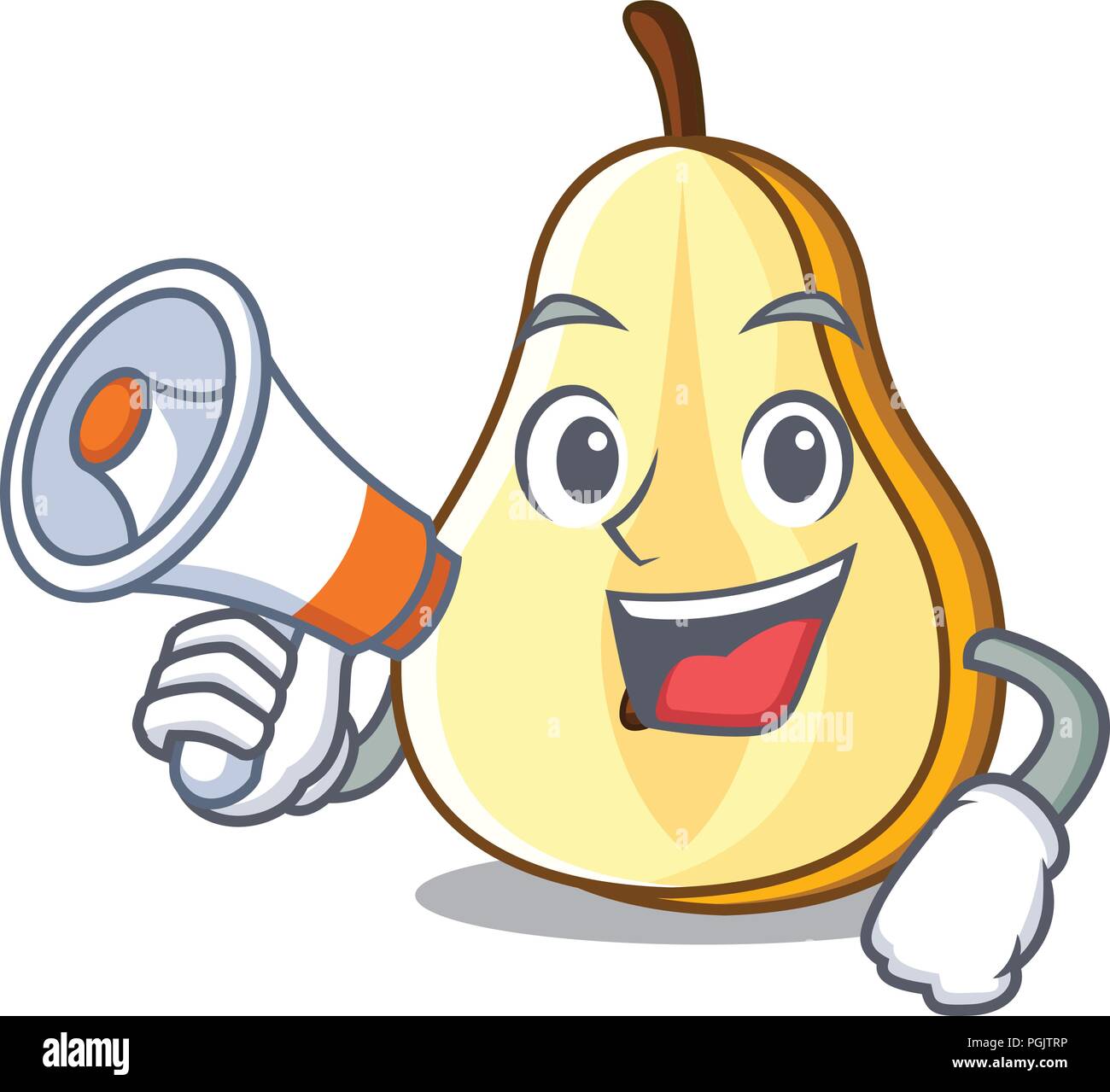With megaphone character cartoon fresh green pear whole vector ...