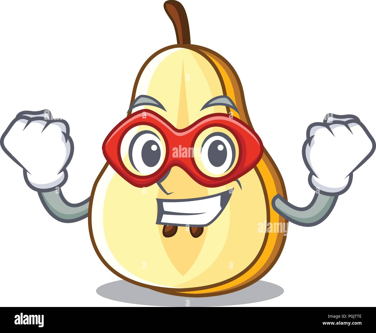 Super hero slice of ripe green pear character vector ilustration Stock ...
