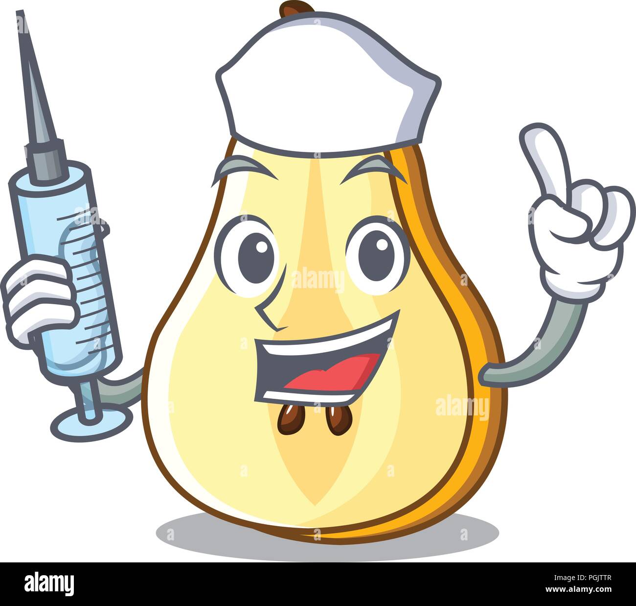 Nurse slice of ripe green pear character vector ilustration Stock ...