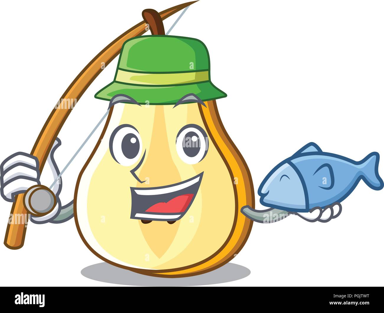 Fishing half of pear isolated on cartoon vector illustration Stock ...