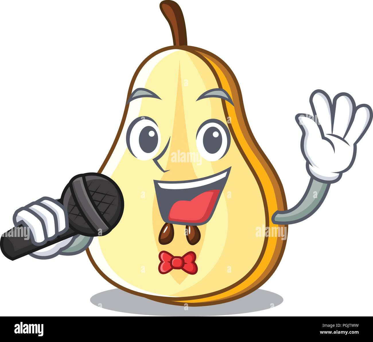 Singing half of pear isolated on cartoon vector illustration Stock ...