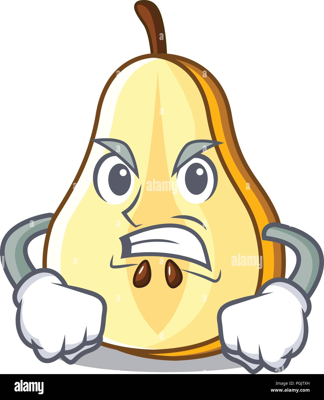 Angry half of pear isolated on cartoon vector illustration Stock Vector ...